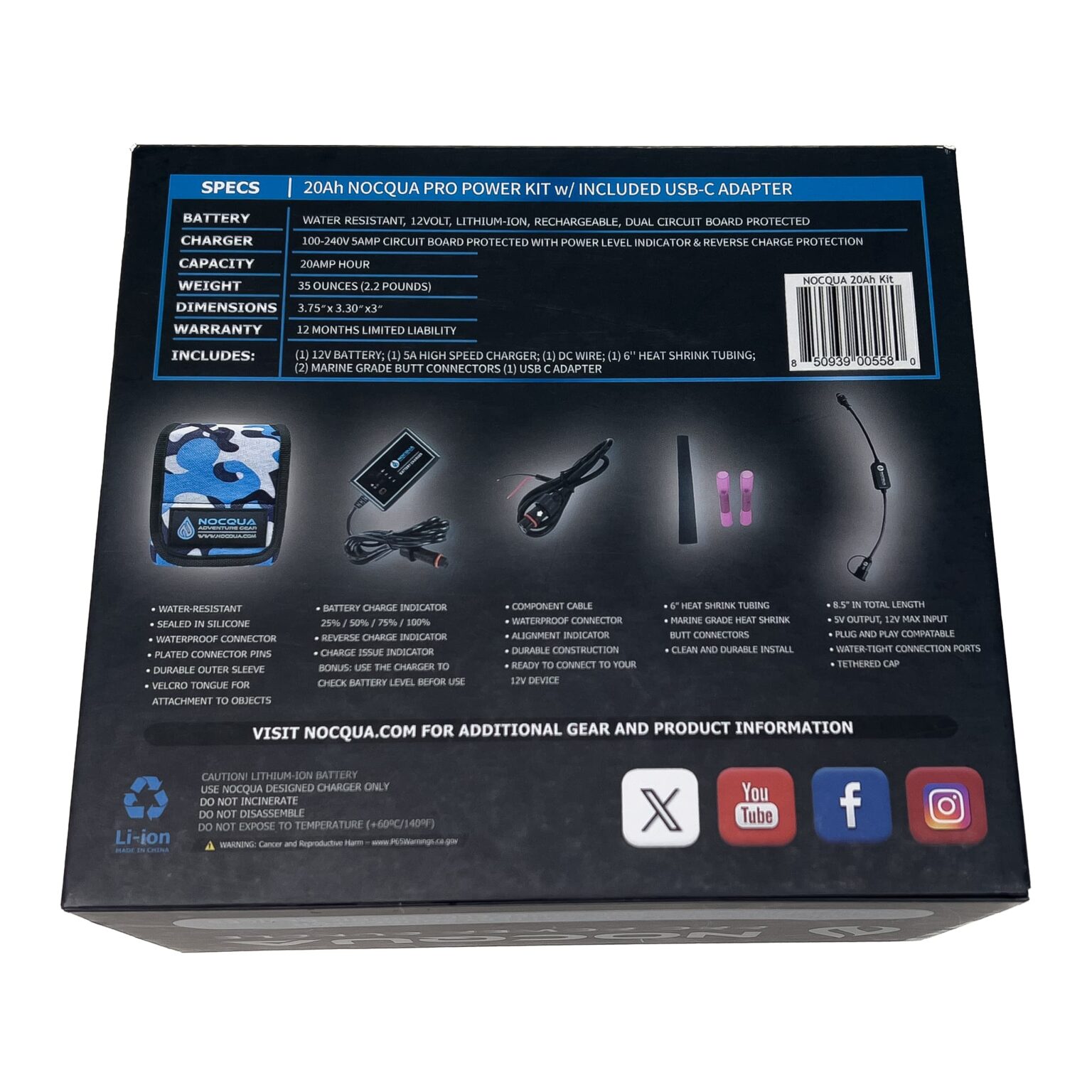 20Ah Pro Power Kit | Battery Charger | NOCQUA Adventure Gear